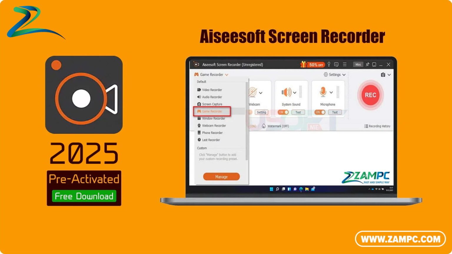 Aiseesoft Screen Recorder 3.0.92 | ZamPC | ZamPC | Fast And Simple Way