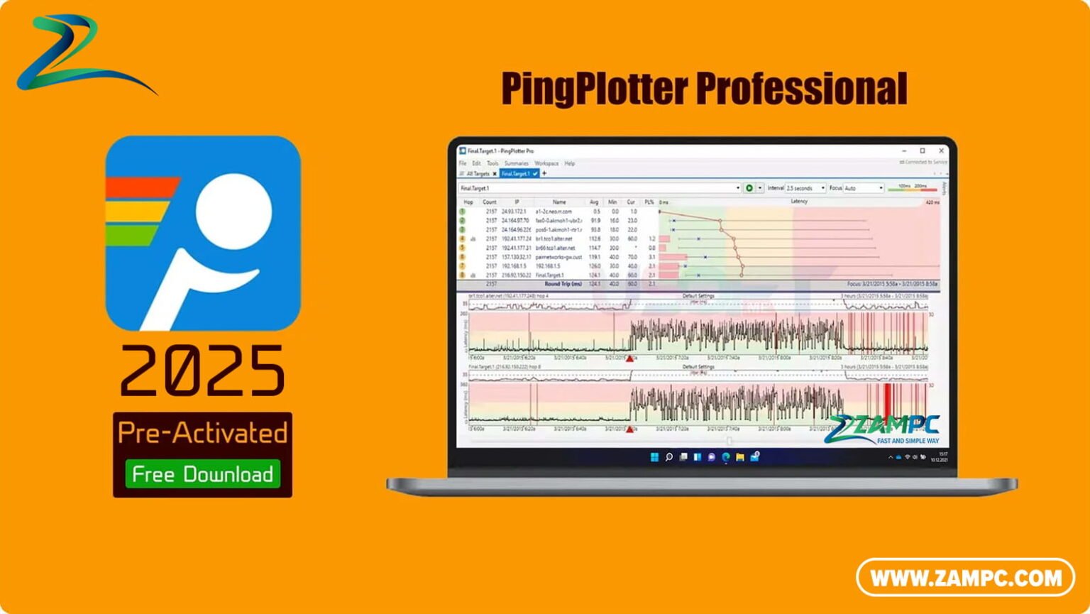 PingPlotter Professional 5.25.5.9043 | ZamPC | ZamPC | Fast And Simple Way