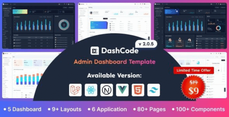 DashCode – Tailwind Dashboard Template 2.0.7, Laravel, React, Vuejs, NextJs, HTML | ZamPC | Fast ...
