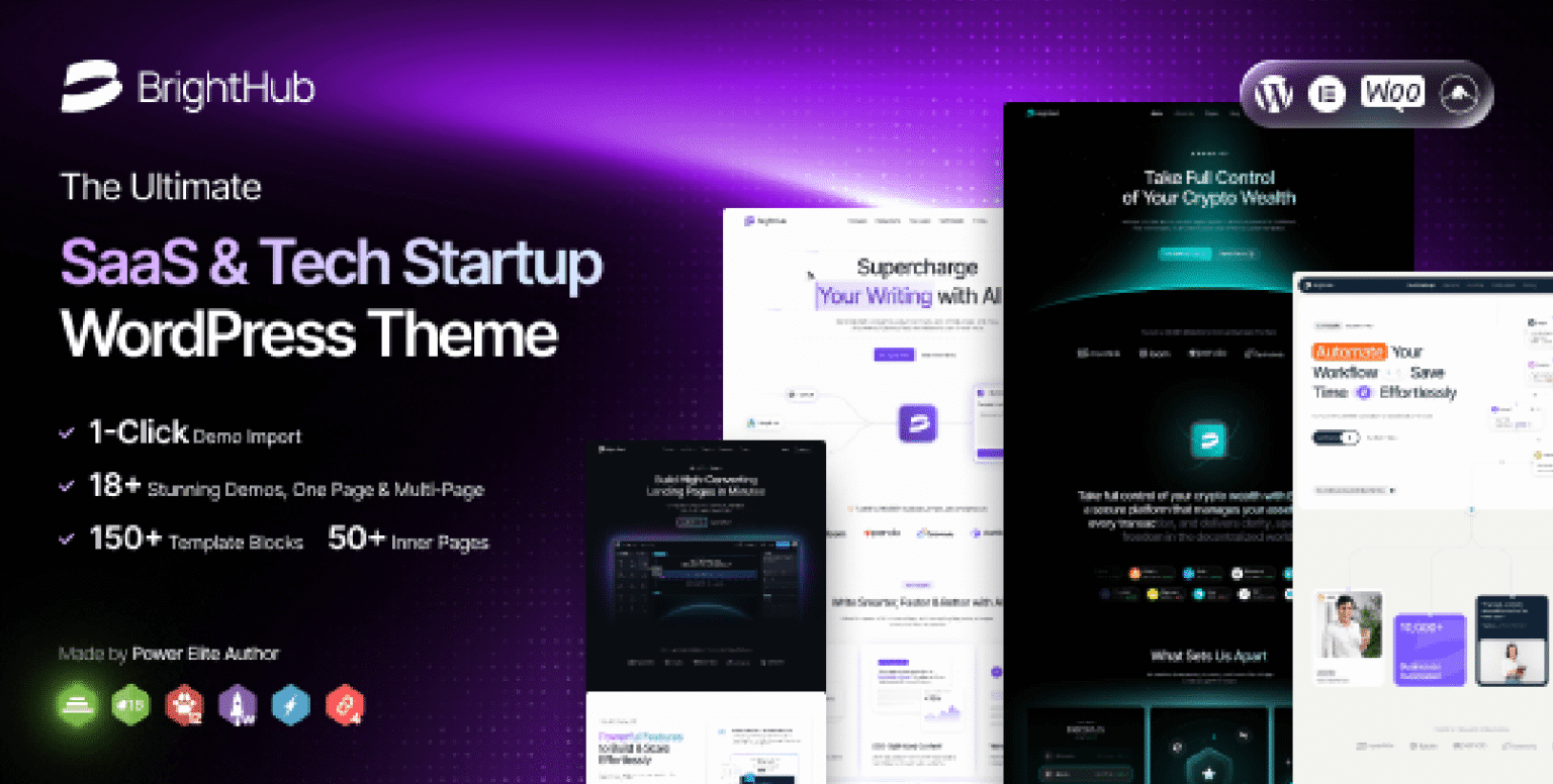 BrightHub v1.0.4 – SaaS & Tech Startup WordPress Theme