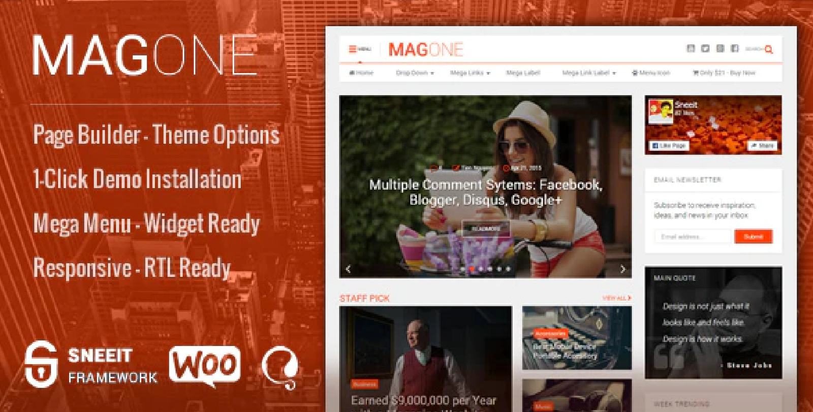 MagOne v9.0 -­ News Magazine WordPress Theme | ZamPC